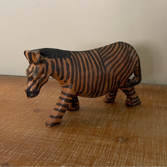 Accents | Vintage Hand Carved Wood Striped Zebra Sculpture African ...